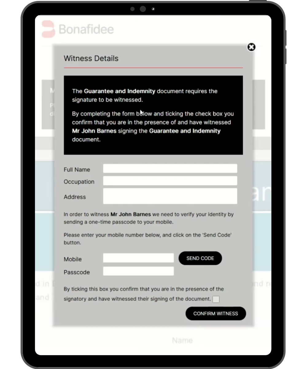 E-witnessing | Bonafidee's electronic signature verification software